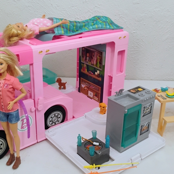 Barbie | Toys | Barbie Dream Camper 3 Barbies Playset Pink | Poshmark